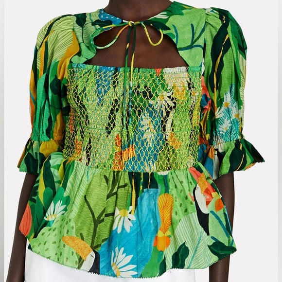 FARM Rio | Tops | New Farm Rio Vintage Toucans Smocked Peplum Top In ...